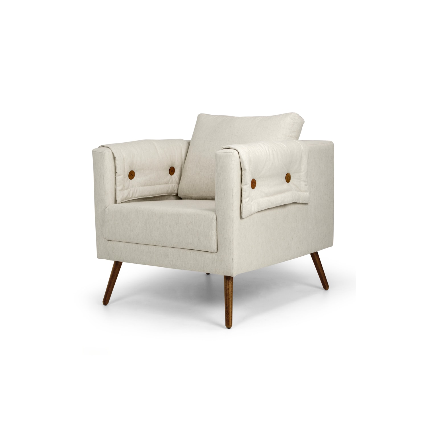 Poltrona Raymond em Estofado - Cru - Móveis Gruber